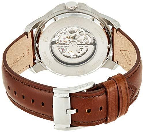 Fossil Men's Grant Auto Automatic Leather Three-Hand Watch, Color: Sil ...